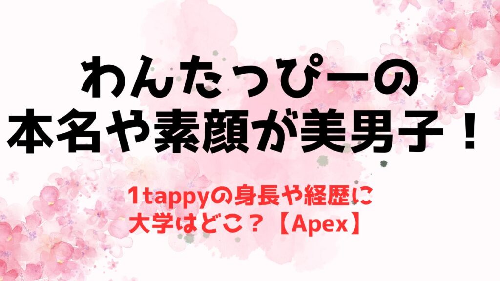 わんたっぴー(1tappy)の本名や素顔が美男子！身長や経歴に大学はどこ？【Apex】 | 推しに捧げる